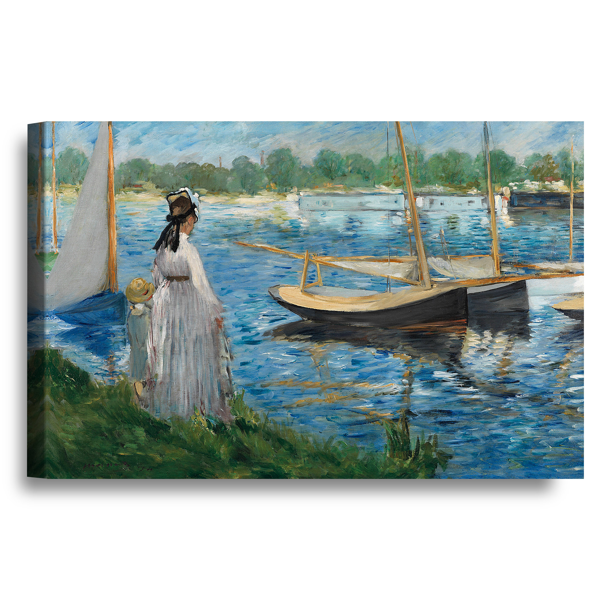Red Barrel Studio® Banks of the Seine at Argenteuil by Édouard Manet Size:24X36x1.5" Canvas ...